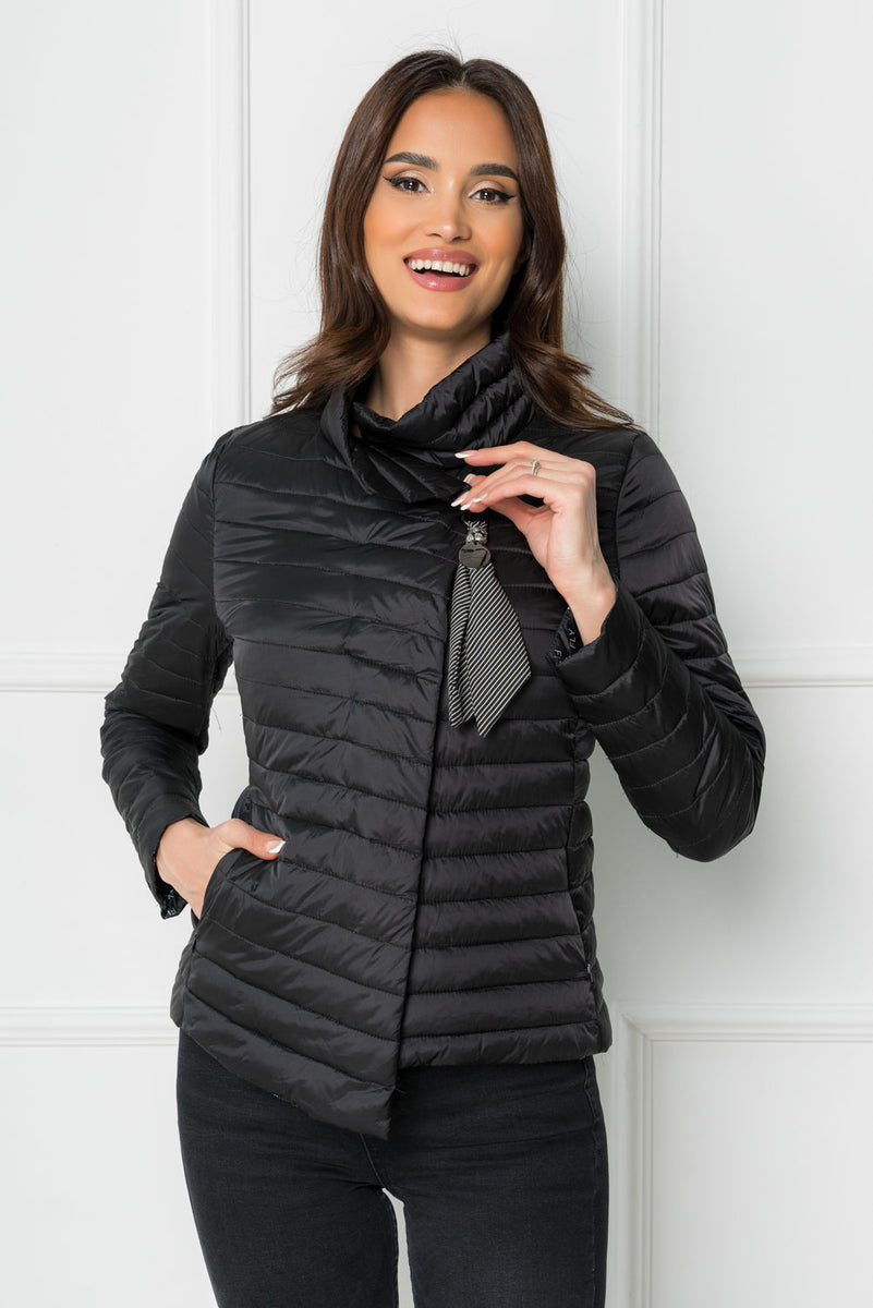 Geaca scurta cu accesoriu - POPPY - Neagra – BWEAR.RO