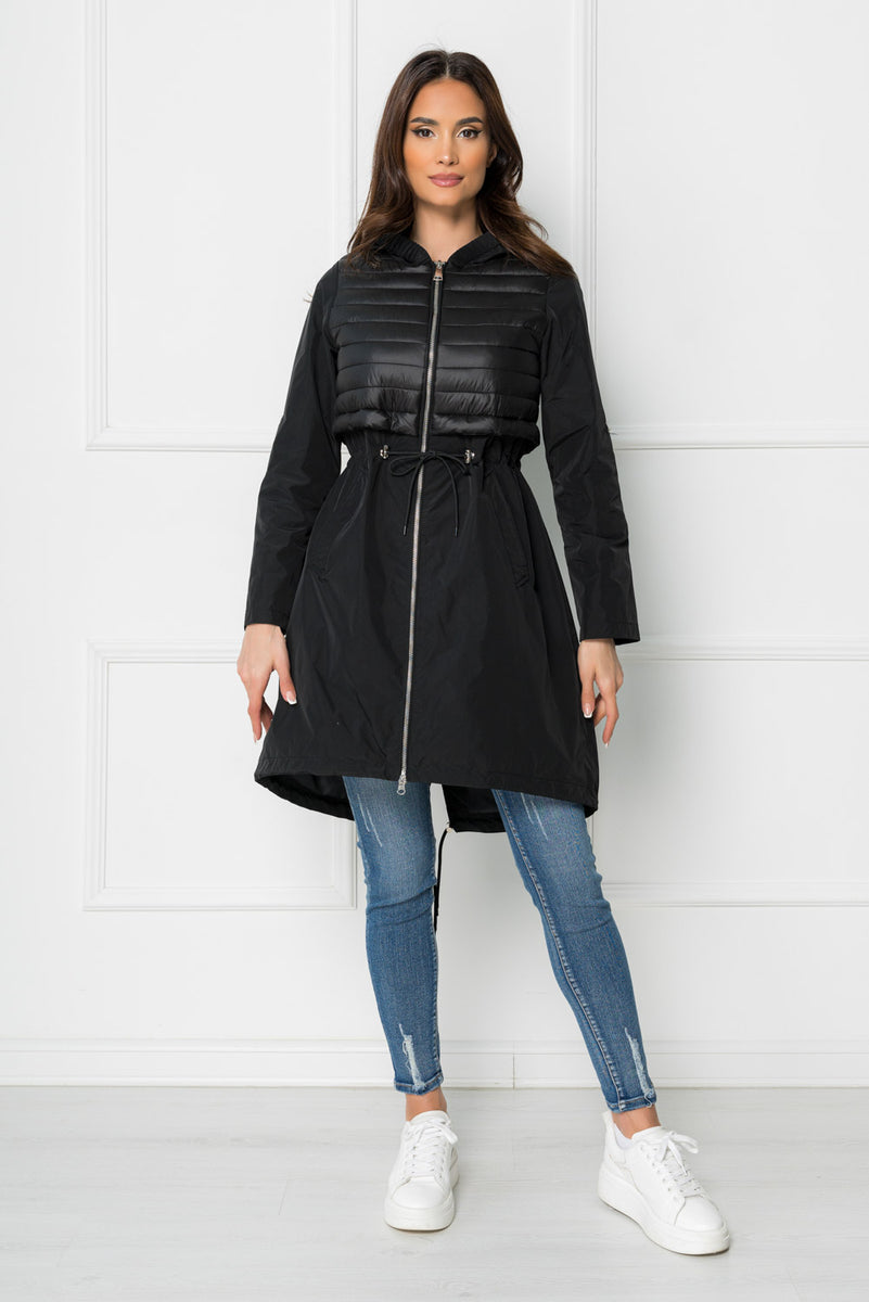 Geaca lunga din fas - ALVARA - Neagra – BWEAR.RO