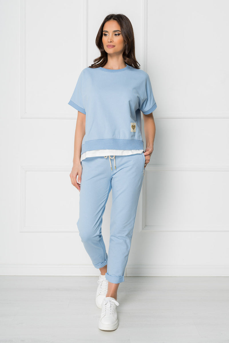 Trening cu maneca scurta - ONE LOVE - Bleu – BWEAR.RO
