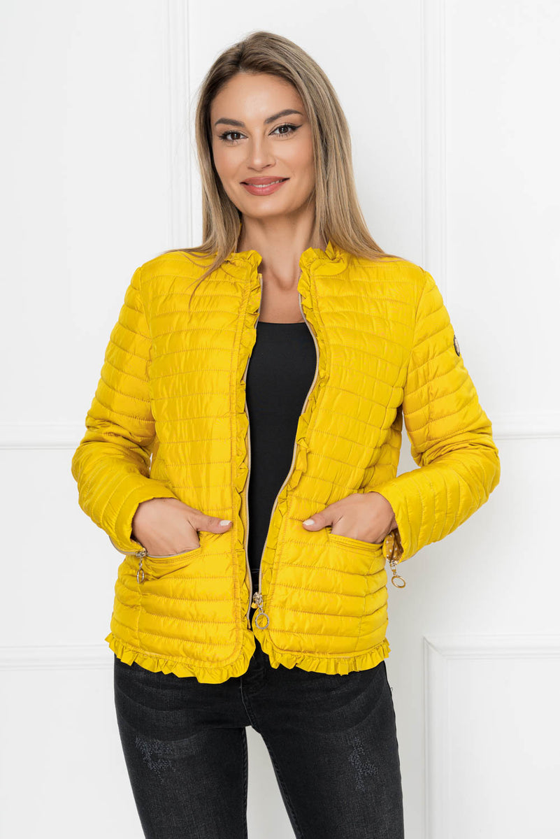 Geaca scurta cu volanase - ECATERINA - Galben Mustar – BWEAR.RO