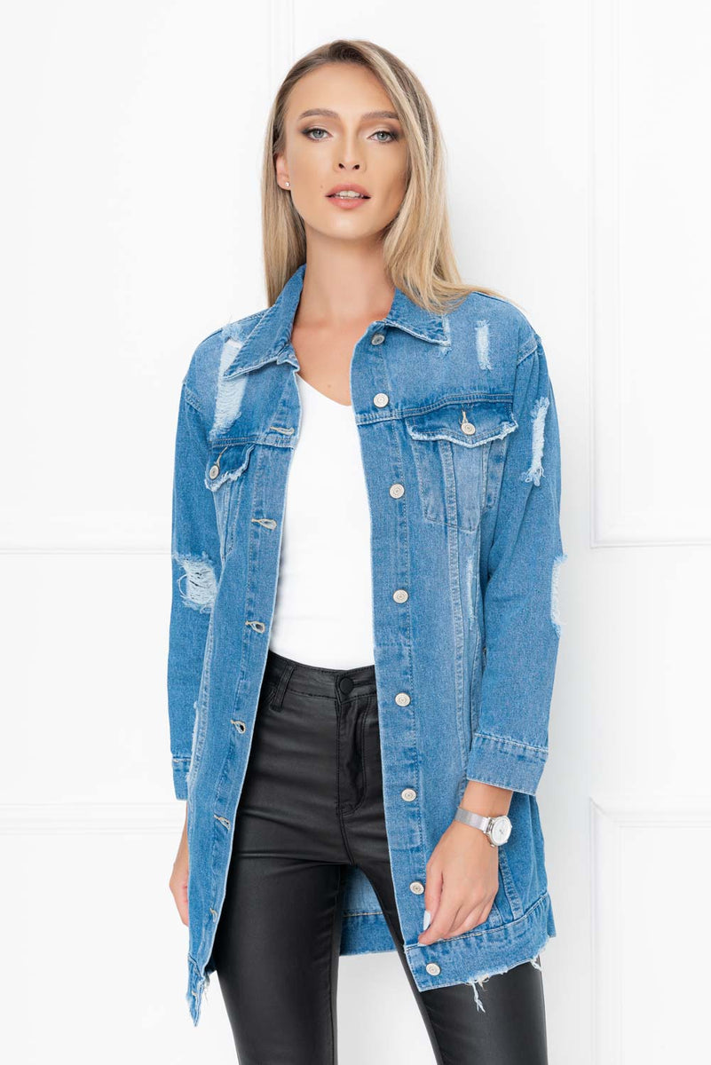 Geaca lunga din denim - ATLANTA - Jeans – BWEAR.RO