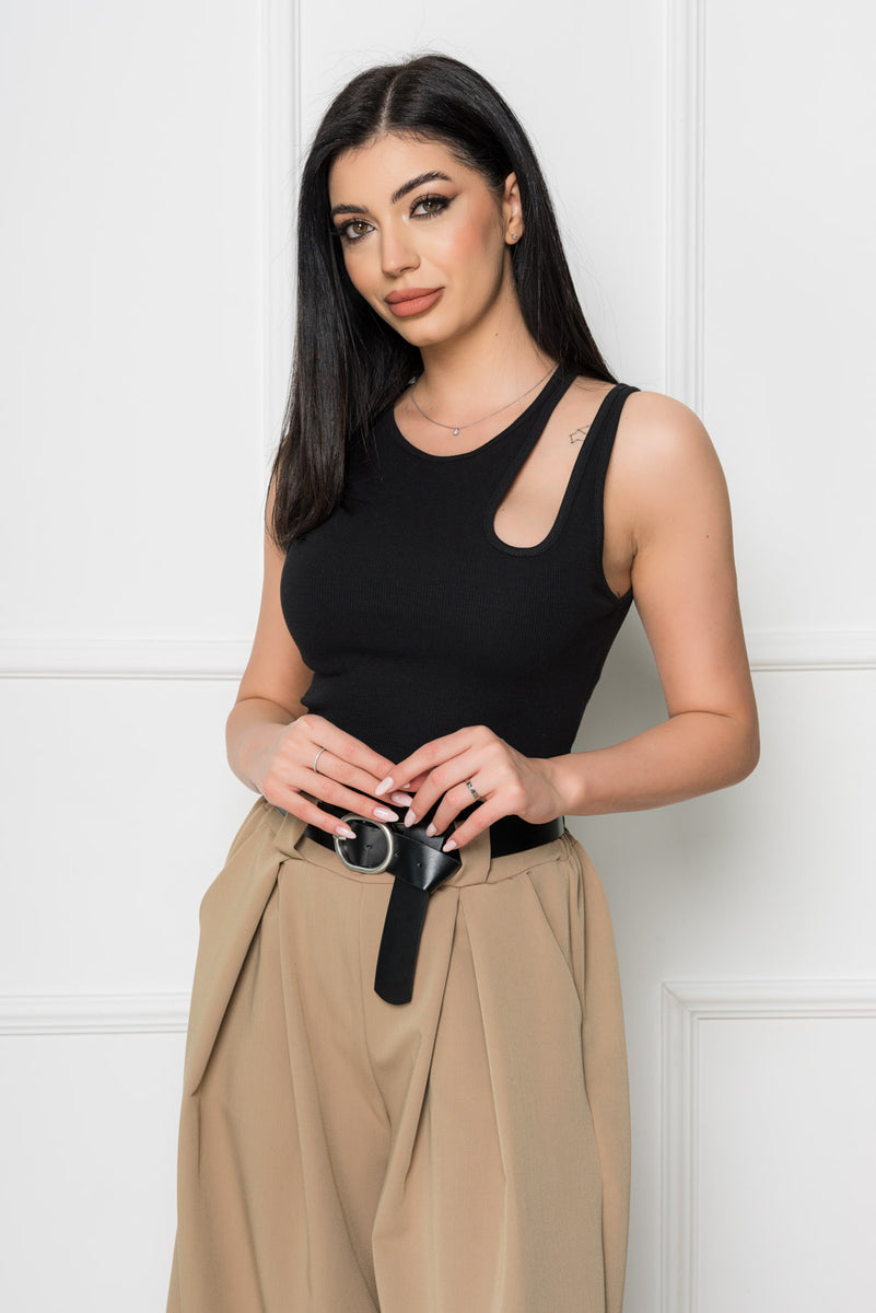 Maieu decupat din bumbac - NISSI - Negru – BWEAR.RO