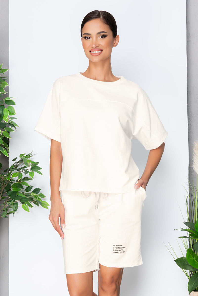 Trening cu maneca scurta - SPORTY - Alb – BWEAR.RO
