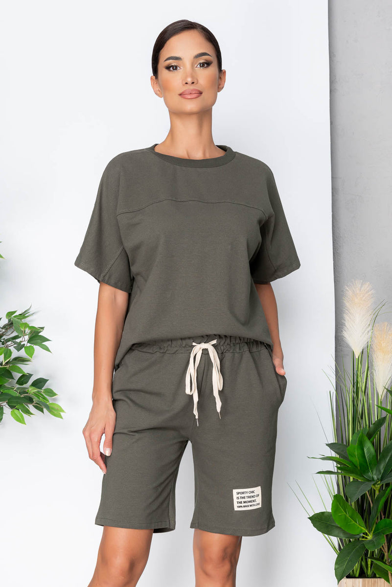 Trening cu maneca scurta - SPORTY - Kaki – BWEAR.RO