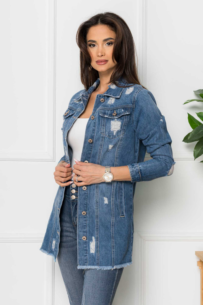 Geaca lunga de blugi - TALLY - Jeans – BWEAR.RO