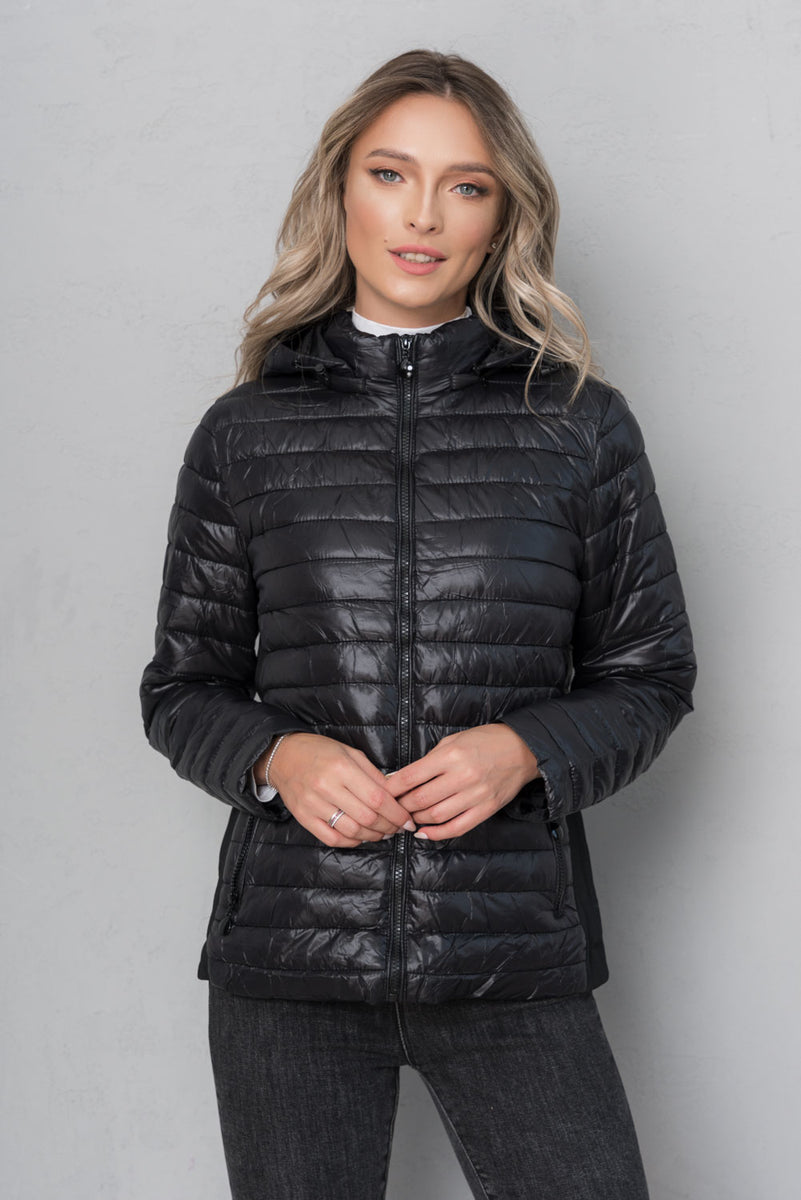 Geaca scurta subtire - CASIANA - Marimi Mari - Neagra – BWEAR.RO