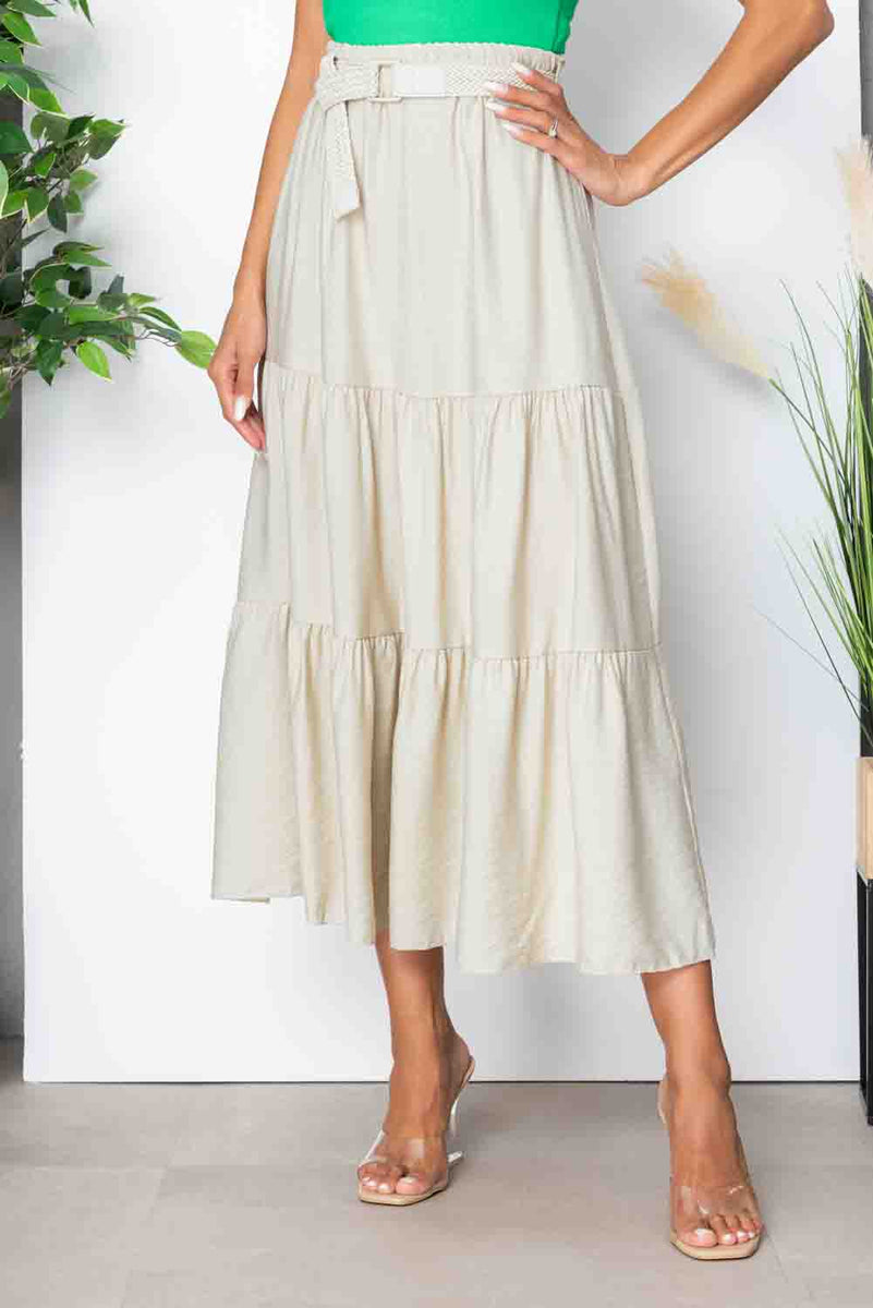 Fusta 3/4 cu curea - ARIA 2 - Crem – BWEAR.RO