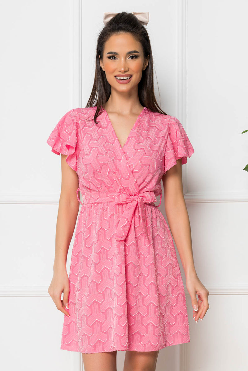 Rochie scurta cu cordon - JOLIE - Roz Bombon – BWEAR.RO