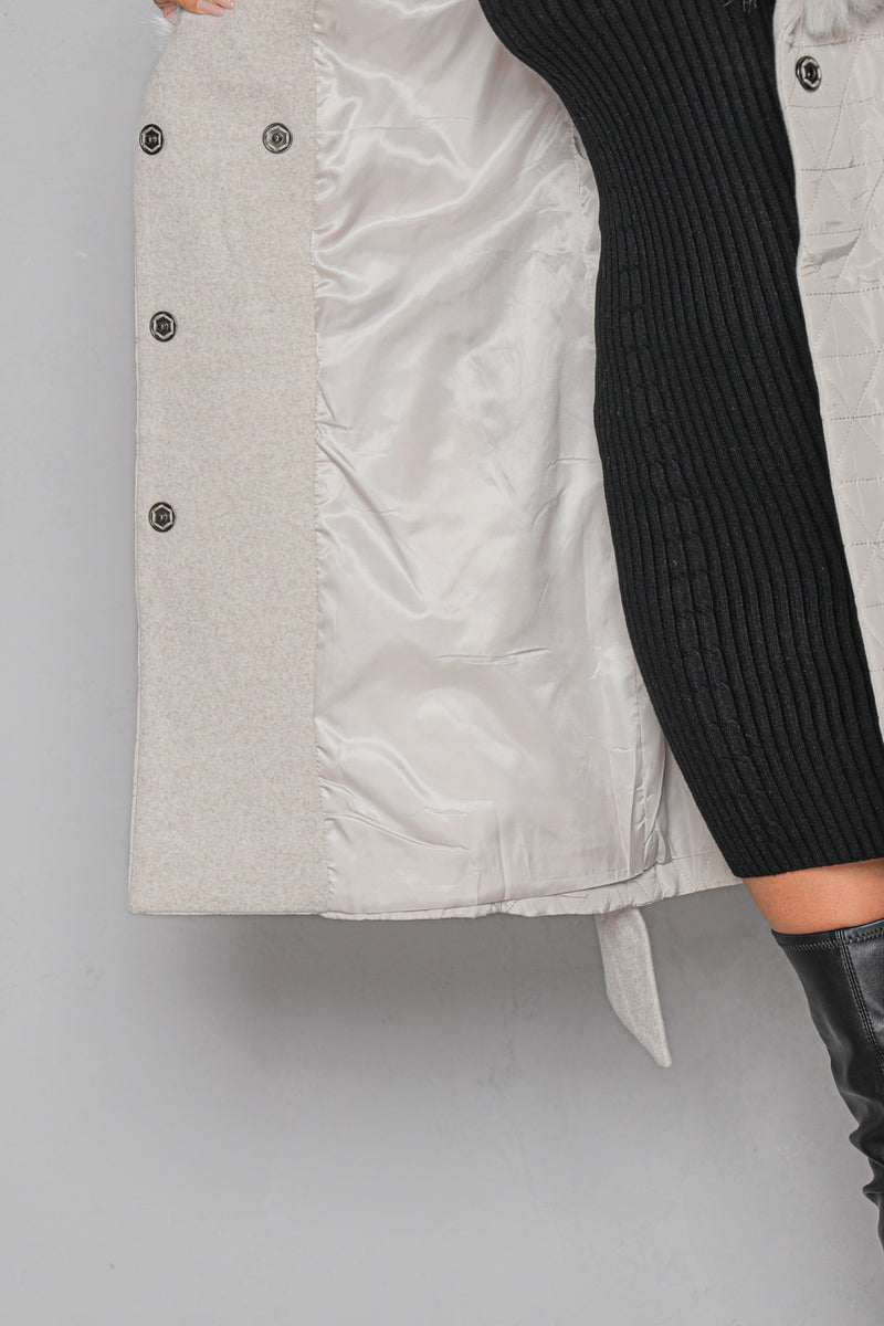 Palton Scurt cu blanita si capse - TALYA - Crem – BWEAR.RO