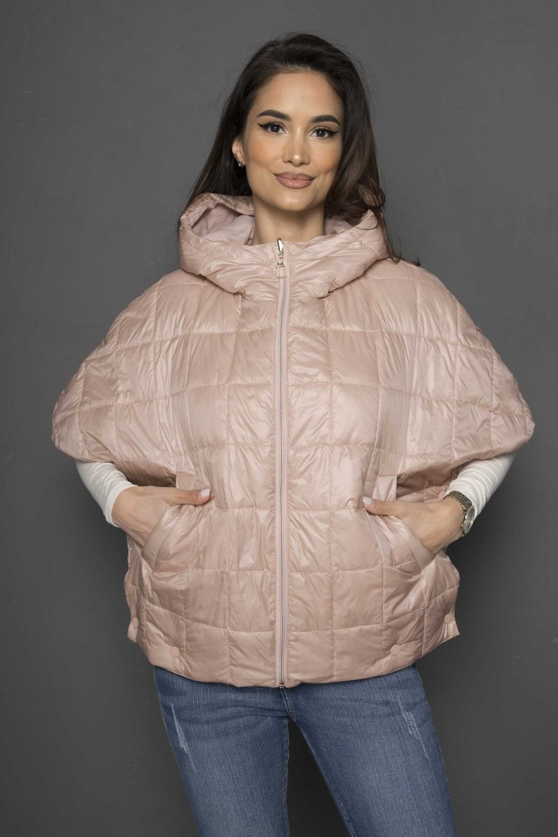Geaca tip Poncho cu doua fete - HAVANA - Roz Somon – BWEAR.RO