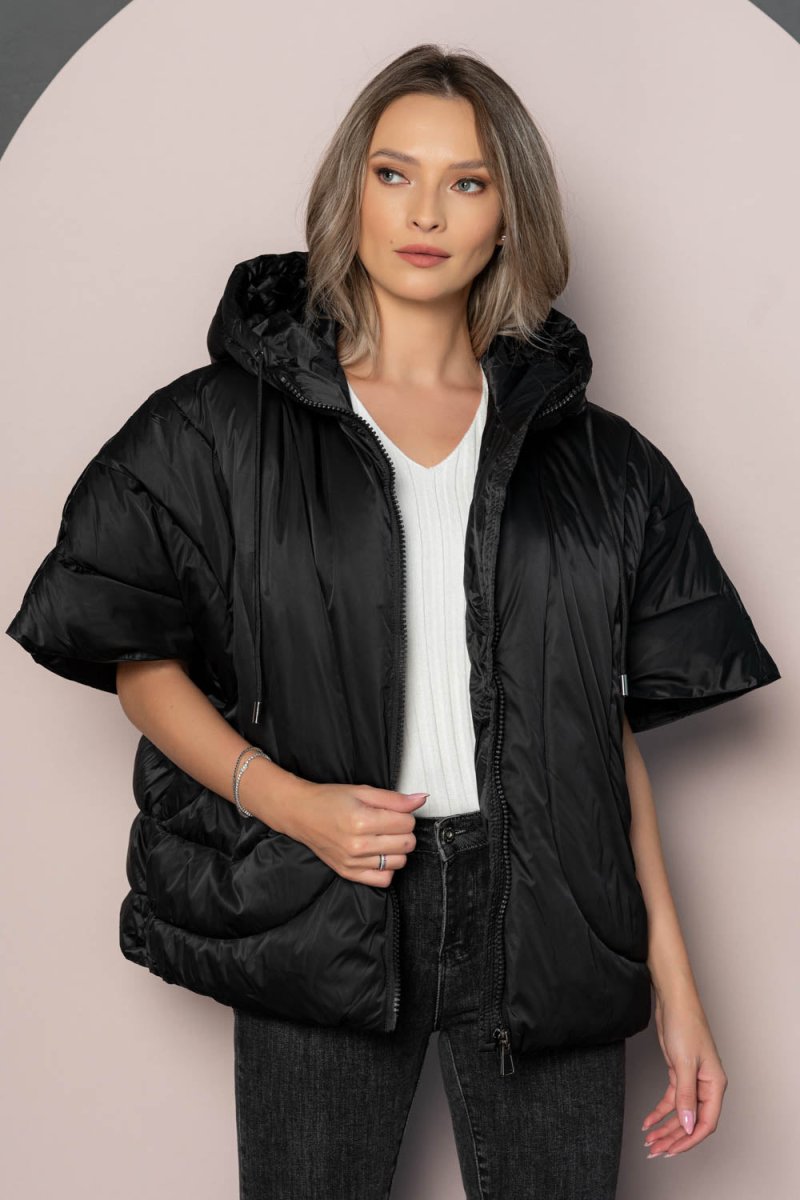 Geaca tip poncho - FATHIA - Neagra – BWEAR.RO