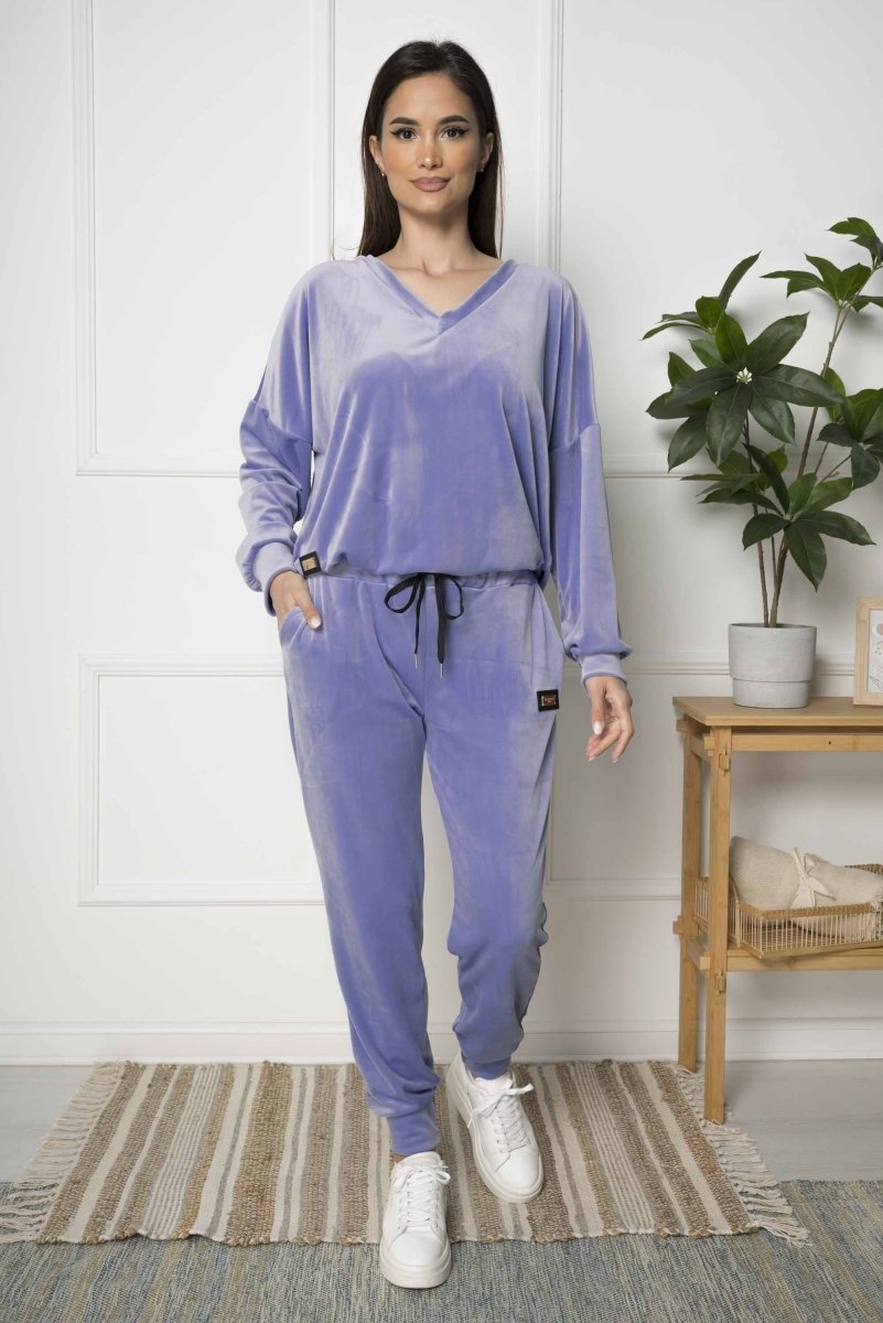 Trening catifea cu maneca lunga - SORAYA - Lila – BWEAR.RO