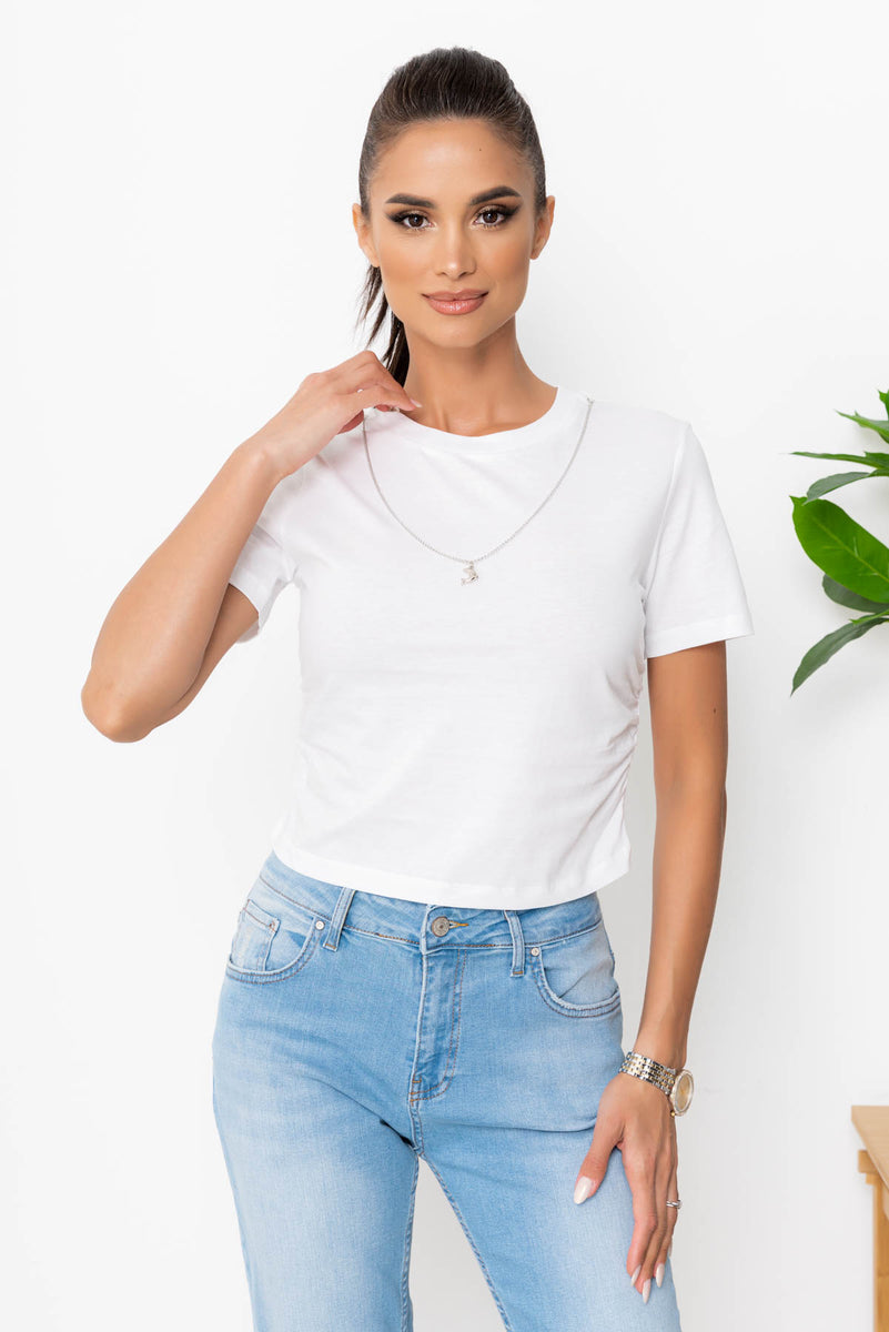 Tricou scurt cu accesoriu - DELFIN - Alb – BWEAR.RO