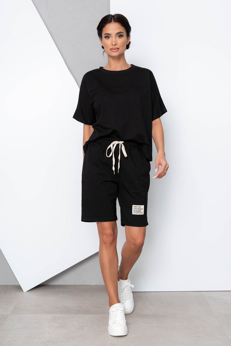 Trening cu maneca scurta - SPORTY - Negru – BWEAR.RO