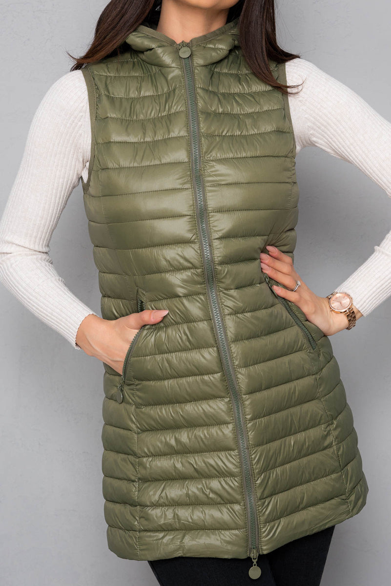 Vesta lunga subtire - MARINELA - Kaki – BWEAR.RO