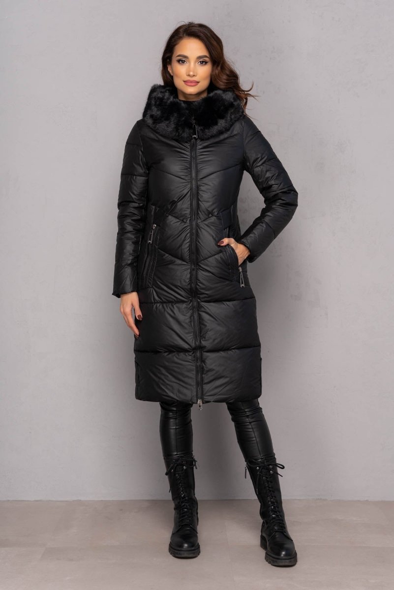 Geaca lunga de iarna - DAPHNE - Neagra – BWEAR.RO