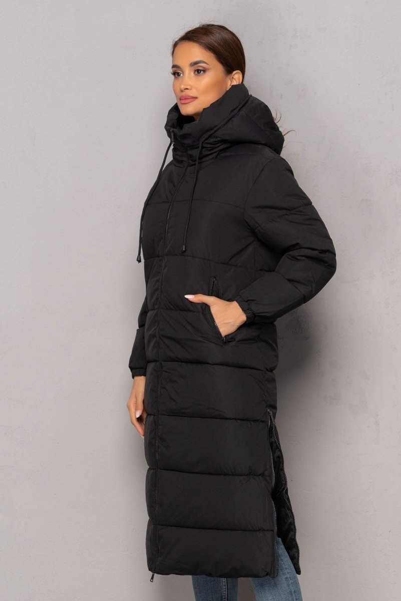 Geaca lunga de iarna oversize - IRAIDA - Neagra – BWEAR.RO